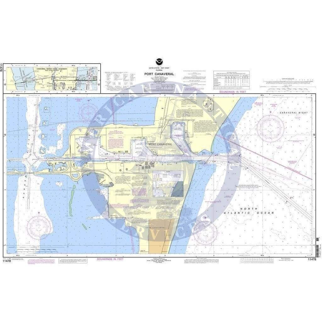 NOAA Nautical Chart 11478: Port Canaveral; Canaveral Barge Canal Exten ...