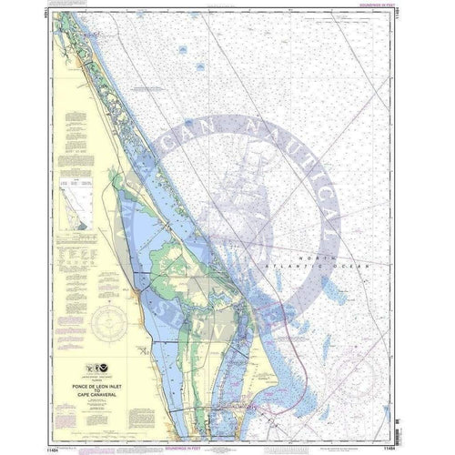 NOAA Nautical Chart 11484: Ponce de Leon Inlet to Cape Canaveral ...