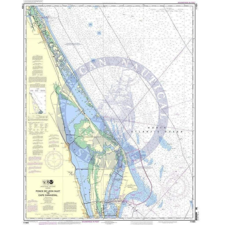 NOAA Nautical Chart 11484: Ponce de Leon Inlet to Cape Canaveral ...