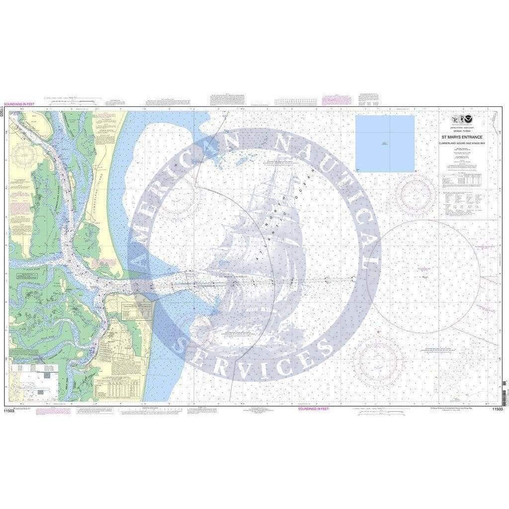 NOAA Nautical Chart 11503: St. Marys Entrance Cumberland Sound and Kin ...