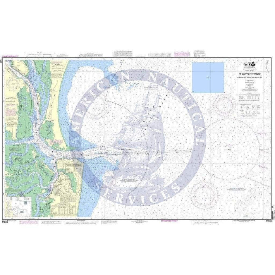 NOAA Nautical Chart 11503: St. Marys Entrance Cumberland Sound and Kin ...