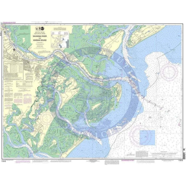 NOAA Nautical Chart 11512: Savannah River | Savannah River Chart ...