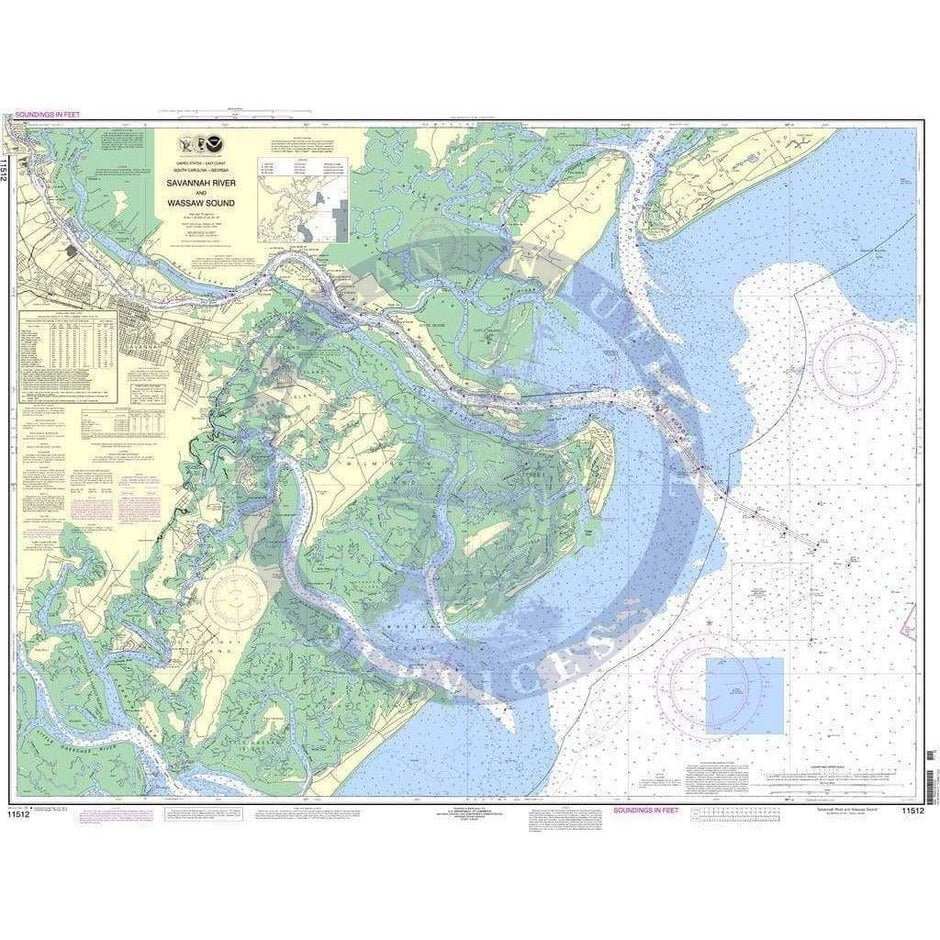NOAA Nautical Chart 11512: Savannah River | Savannah River Chart ...