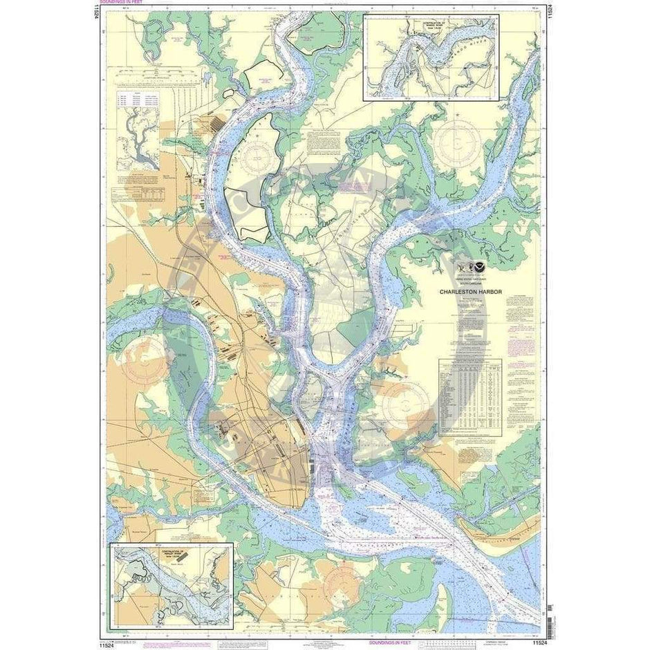 NOAA Nautical Map of Charleston Harbor 11524 | NOAA Chart 11524 ...