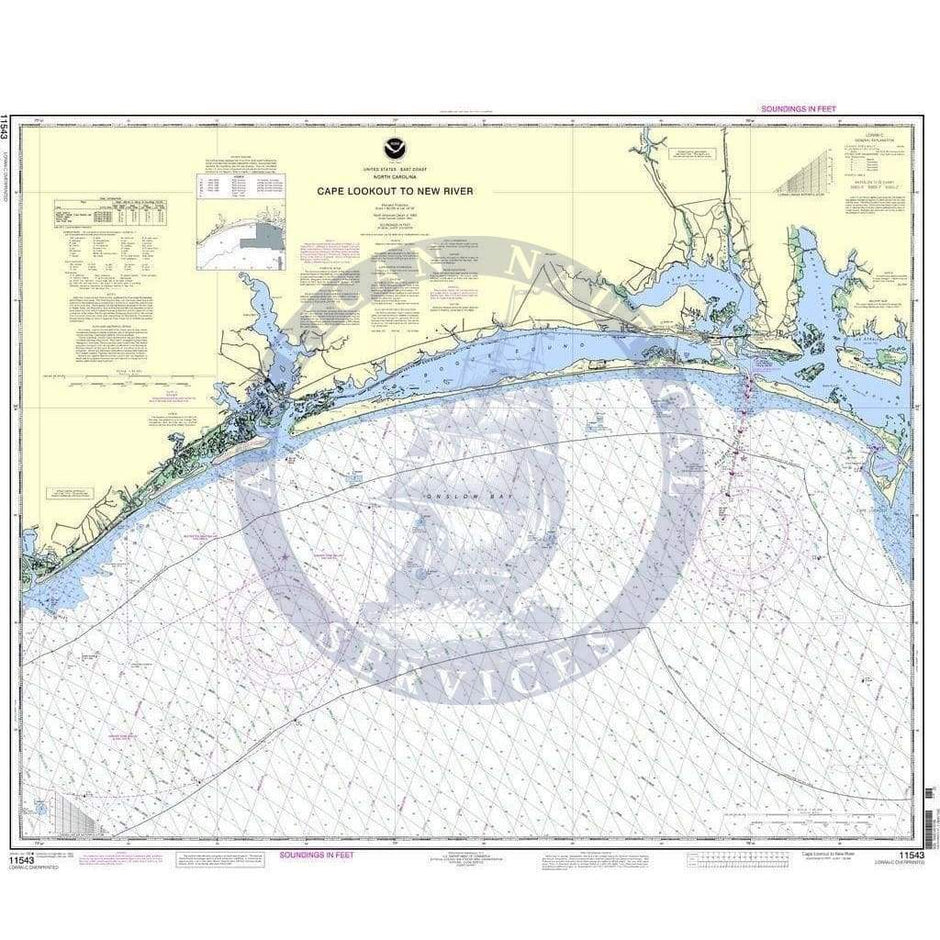 NOAA Nautical Chart 11543: Cape Lookout to New River - Amnautical