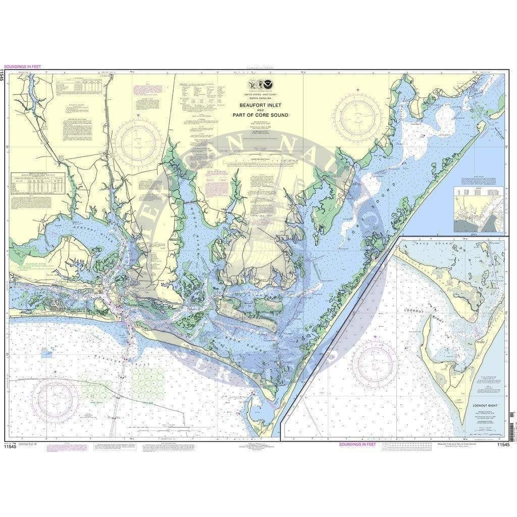 NOAA Nautical Chart 11545: Beaufort Inlet and Part of Core Sound; Look ...