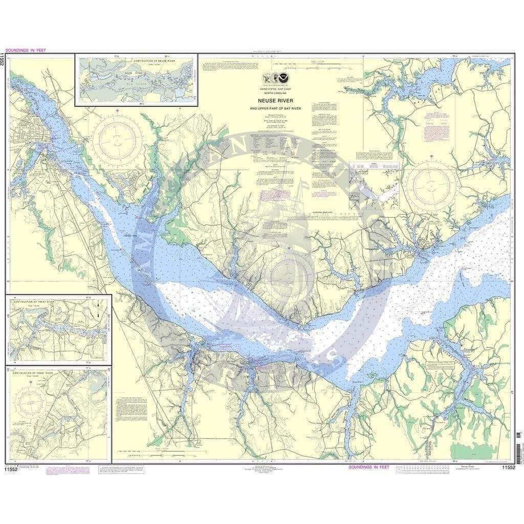 NOAA Nautical Chart 11552: Neuse River and Upper Part of Bay River ...