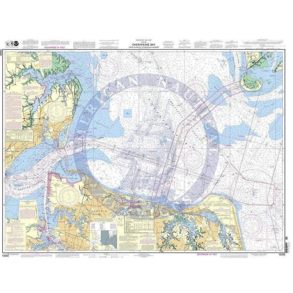 NOAA Chart 12222: Chesapeake Bay to Norfolk Harbor - Amnautical