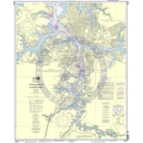 NOAA Nautical Chart 12253: Norfolk Harbor and Elizabeth River - Amnautical