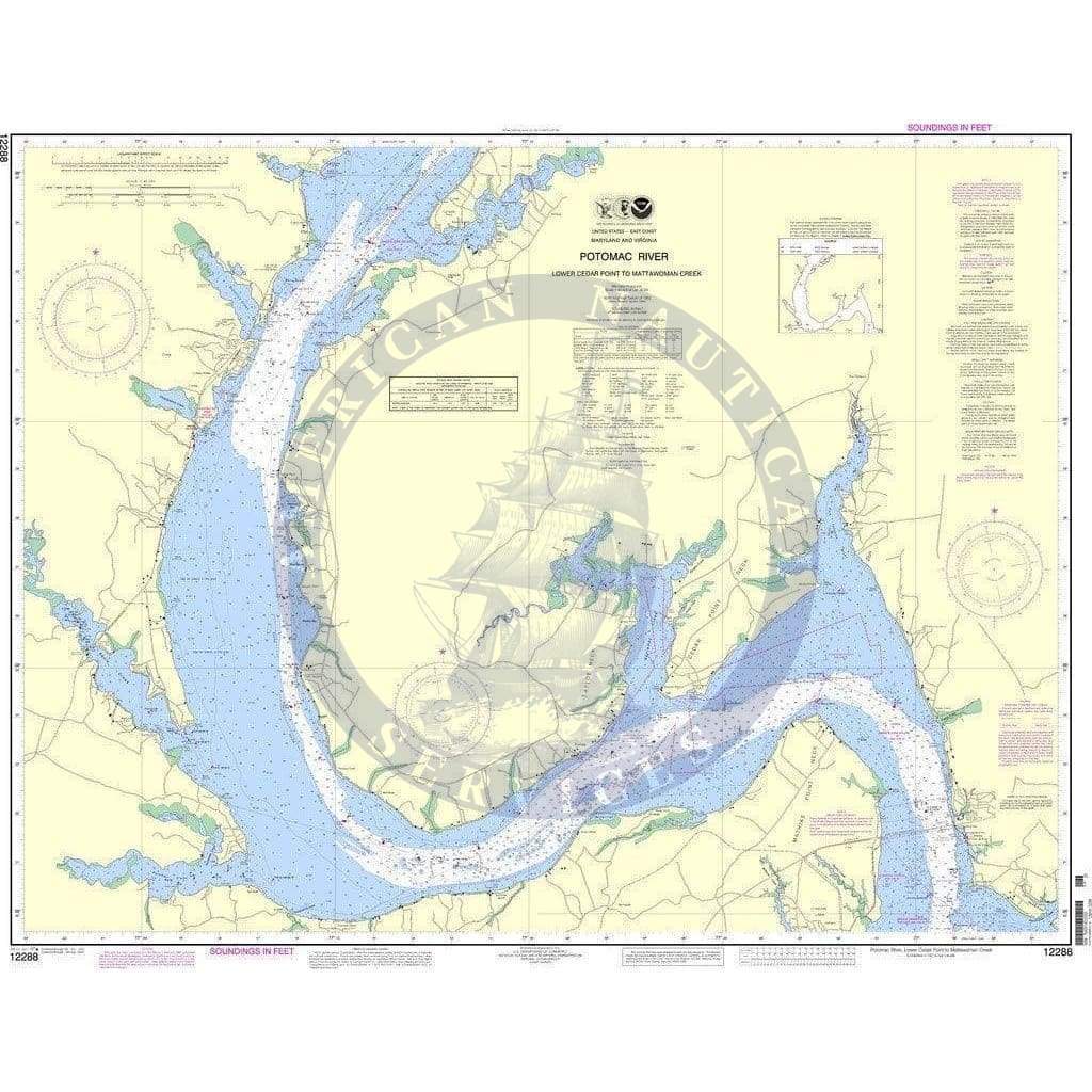NOAA Nautical Chart 12288: Potomac River Lower Cedar Point to Mattawom ...