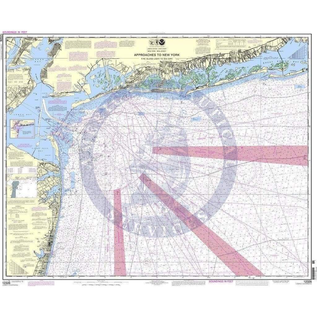 NOAA Nautical Chart 12326: Approaches to New York Fire lsland Light to ...
