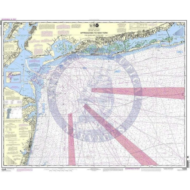 NOAA Nautical Chart 12326: Approaches to New York Fire lsland Light to ...