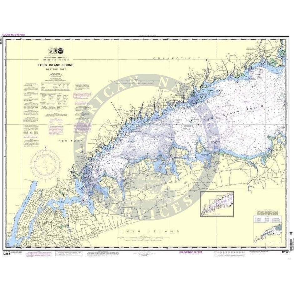 NOAA Nautical Chart 12363: Long Island Sound Western Part - Amnautical