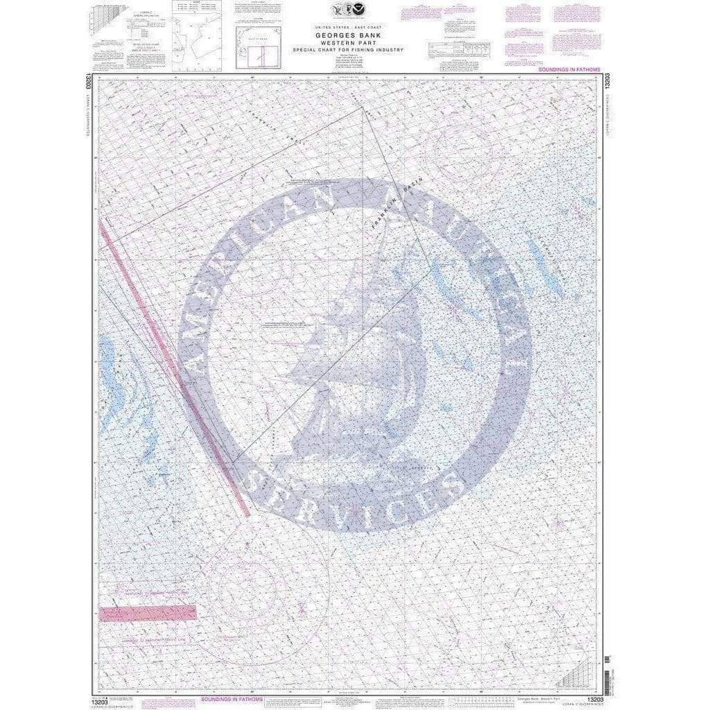 NOAA Nautical Chart 13203: Map Of Georges Bank Western part - Amnautical