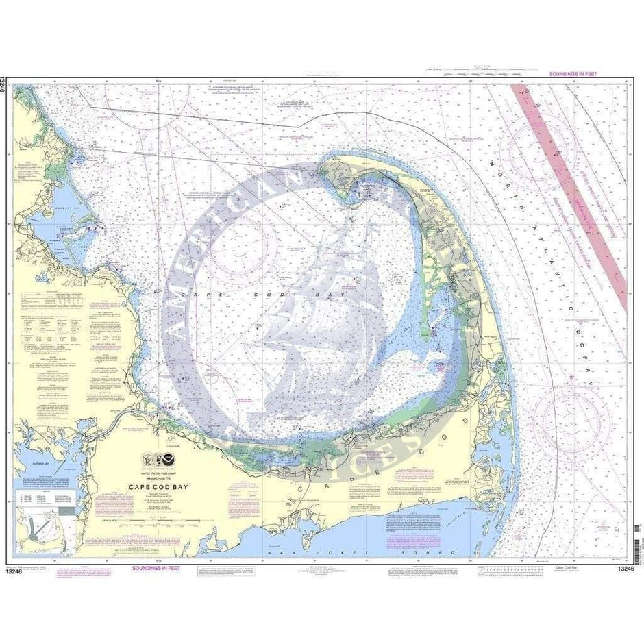 NOAA Nautical Chart 13246: Cape Cod Bay| Cape Cod Bay Depth Chart ...