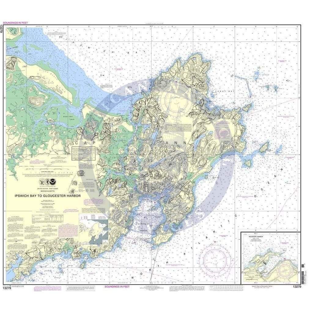 NOAA Nautical Chart 13279: Ipswich Bay to Gloucester Harbor; Rockport ...