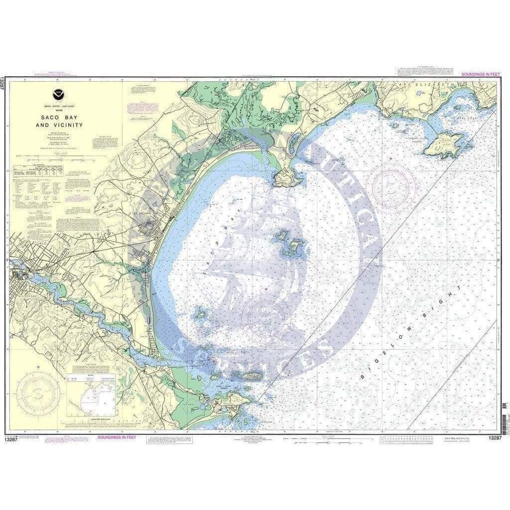 NOAA Nautical Chart 13287:Saco Bay and Vicinity|Saco River Depth Chart ...