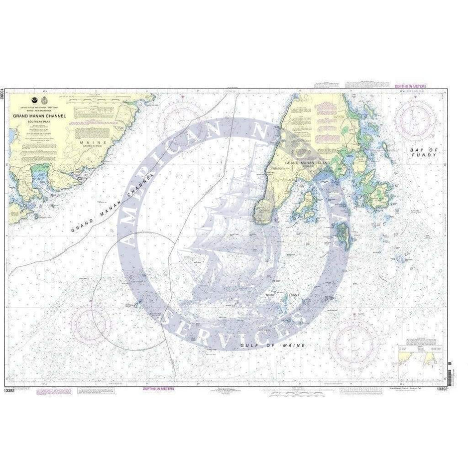 NOAA Nautical Chart 13392: Grand Manan Channel Southern Part - Amnautical