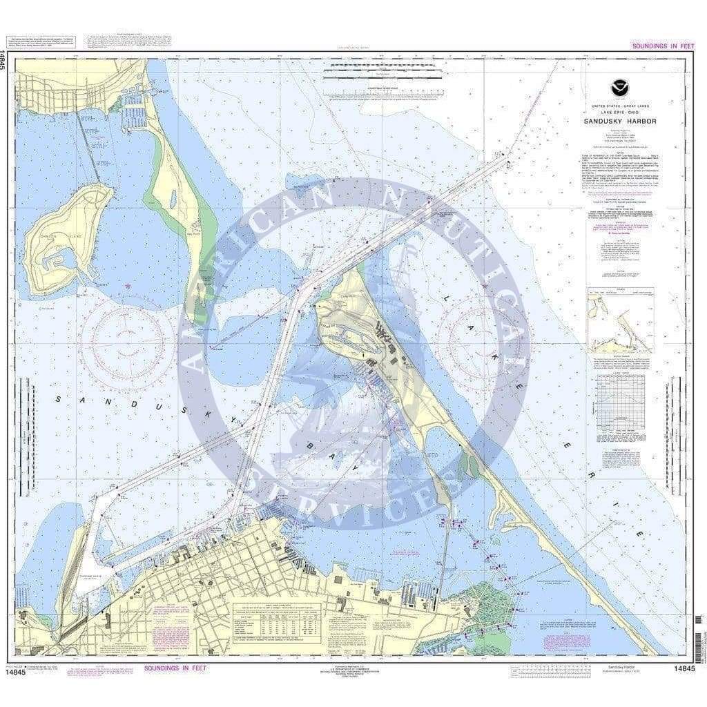 NOAA Nautical Chart 14845: Sandusky Harbor| Sandusky Bay Depth Chart ...