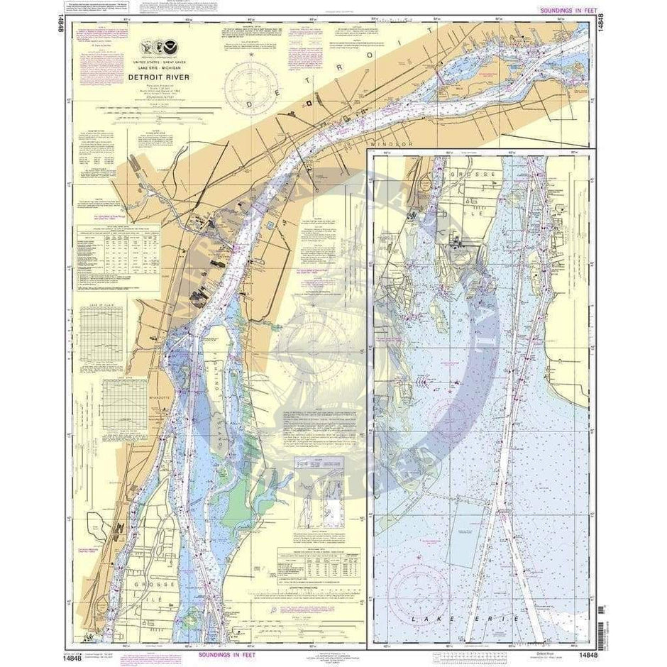 NOAA Nautical Chart 14848: Detroit River | NOAA Detroit | NOAA Map ...