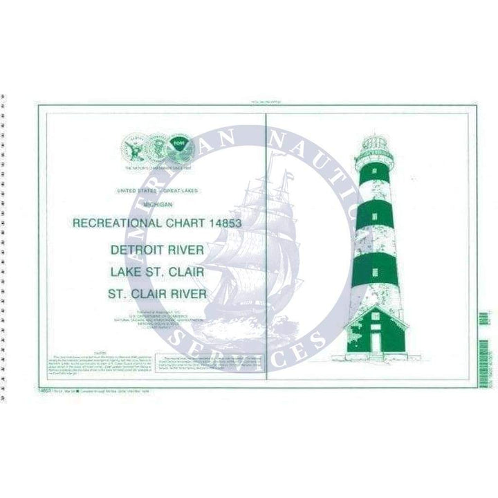 NOAA Nautical Chart 14853: Detroit River, Lake St. Clair and St. Clair ...