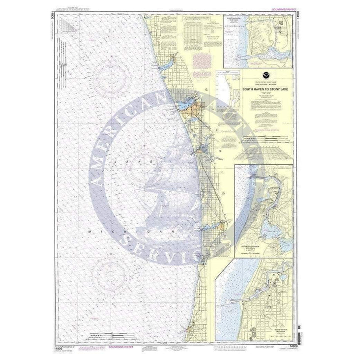 NOAA Nautical Chart 14906: South Haven to Stony Lake; South Haven; Por ...