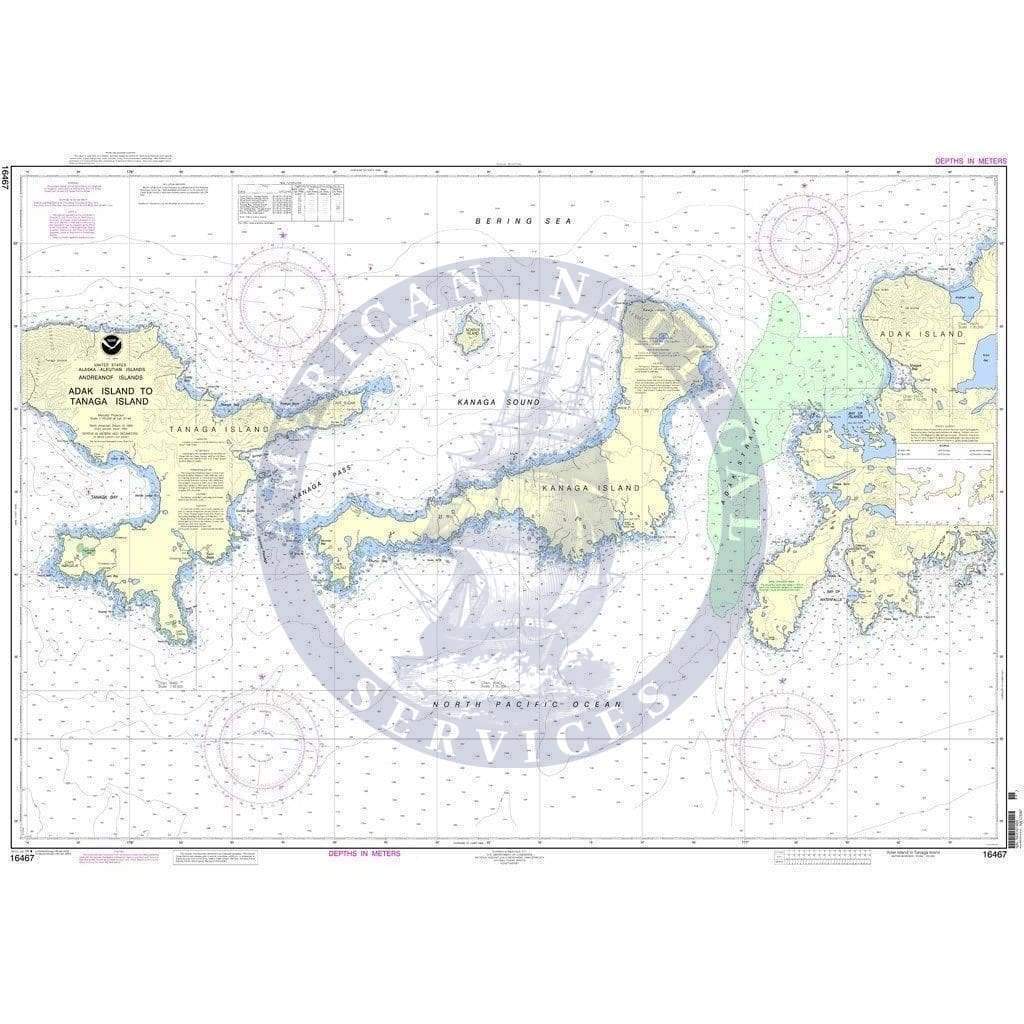 NOAA Nautical Chart 16467: Adak Island to Tanaga Island | Map of Adak ...