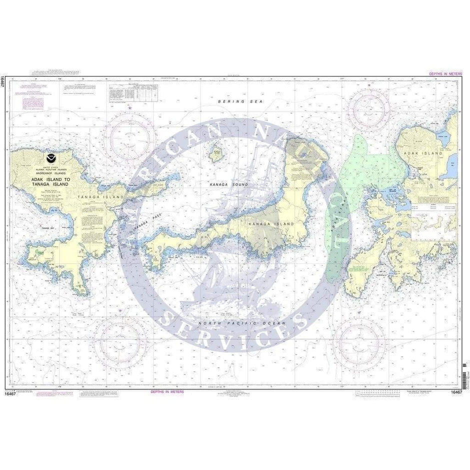 NOAA Nautical Chart 16467: Adak Island to Tanaga Island | Map of Adak ...