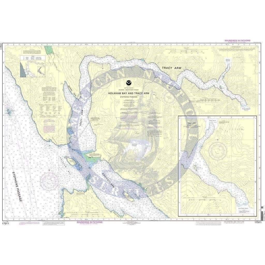 NOAA Nautical Chart 17311: Holkham Bay And Tracy Arm -Stephens Passage ...
