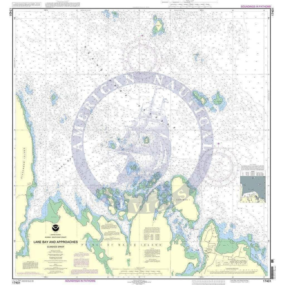 NOAA Nautical Chart 17401: Lake Bay and approaches, Clarence Str ...