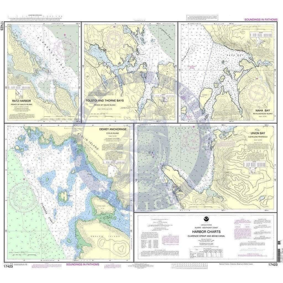 NOAA Nautical Chart 17423: Harbor Charts-Clarence Strait and Behm Cana ...