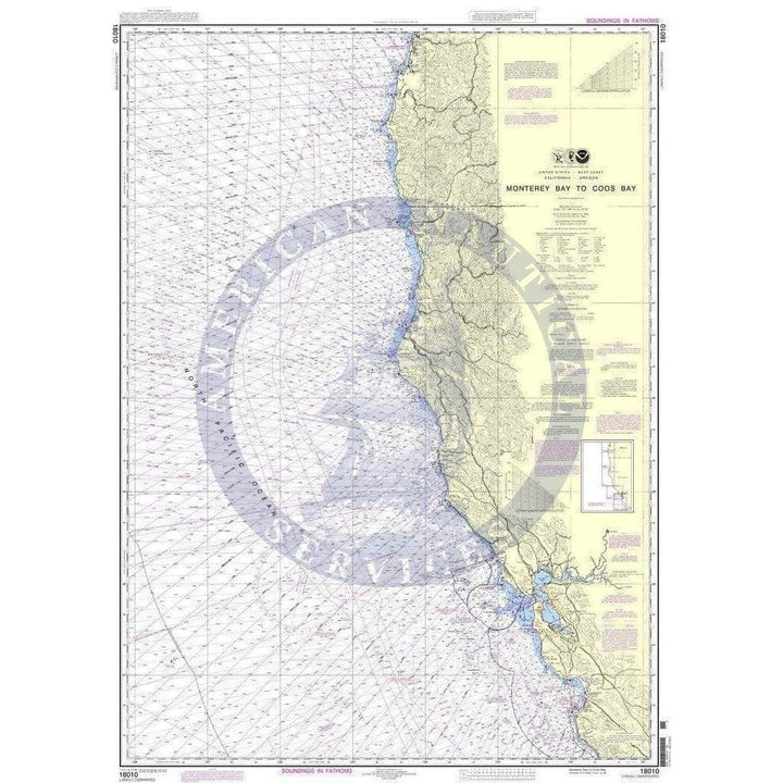 NOAA Monterey Bay Chart 18010: Monterey Bay to Coos Bay - Amnautical
