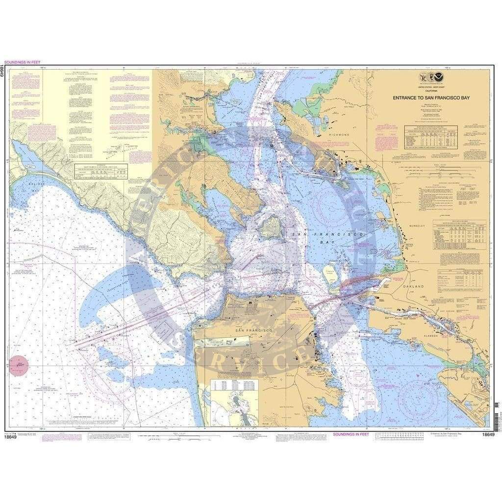 Noaa 18649 Entrance To San Francisco Bay Coffee Nautical Charts ...