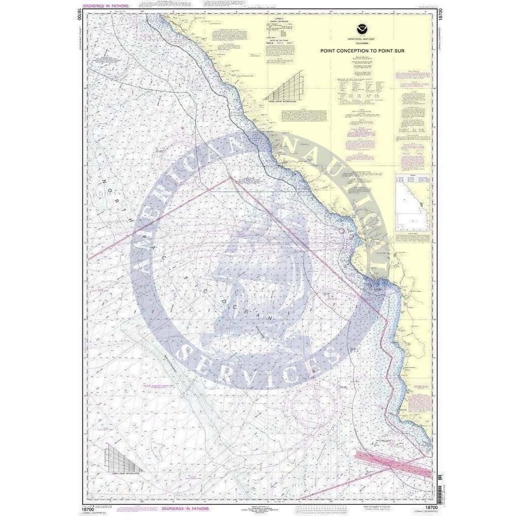 NOAA Nautical Chart 18700: Point Conception to Point Sur - Amnautical