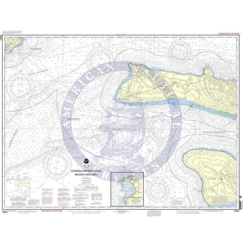 NOAA Nautical Chart 19351: Channels between O'ahu, Moloka'i and Lana'i ...