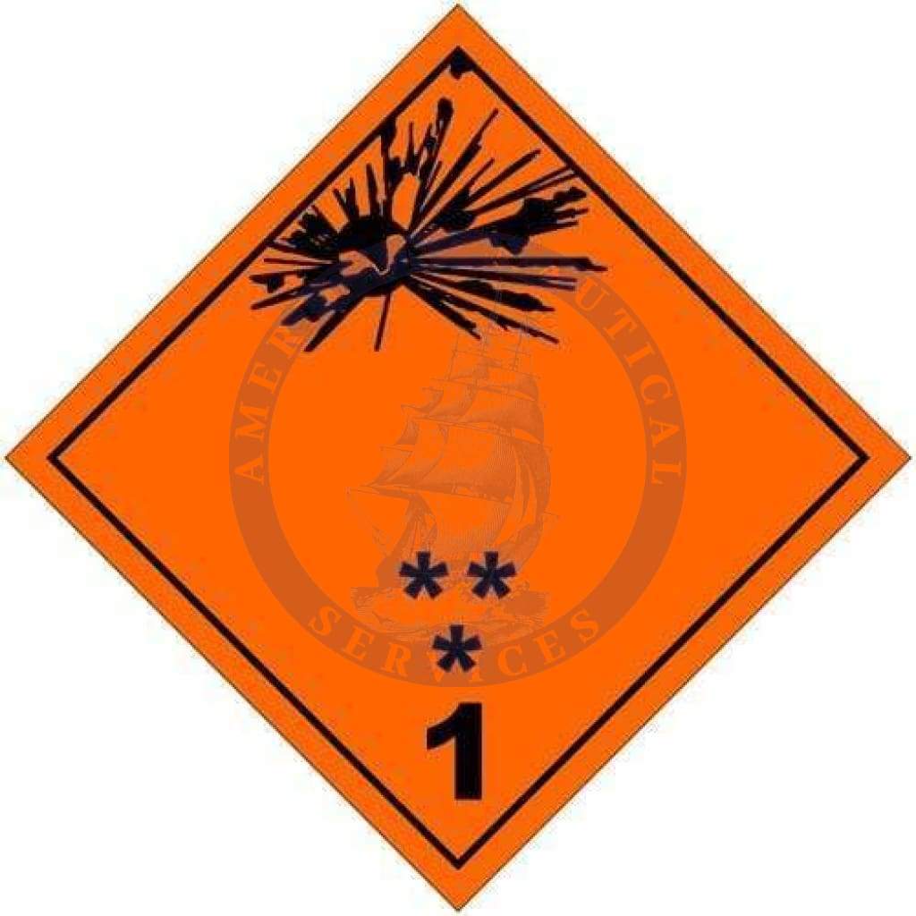 Placard Class 1.1, 1.2, 1.3: Explosive, International Wordless - Amnautical