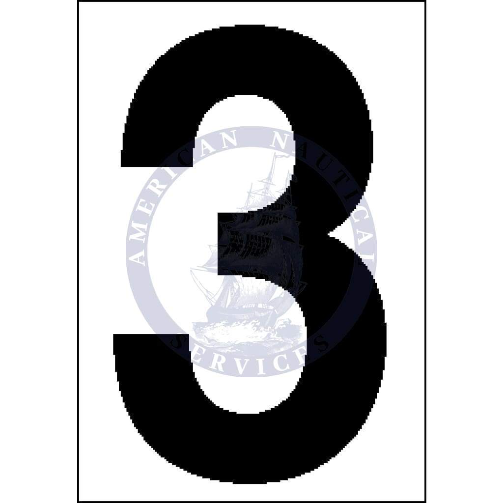 Placard Number 3: White Vinyl - 3.5 Inch - Amnautical