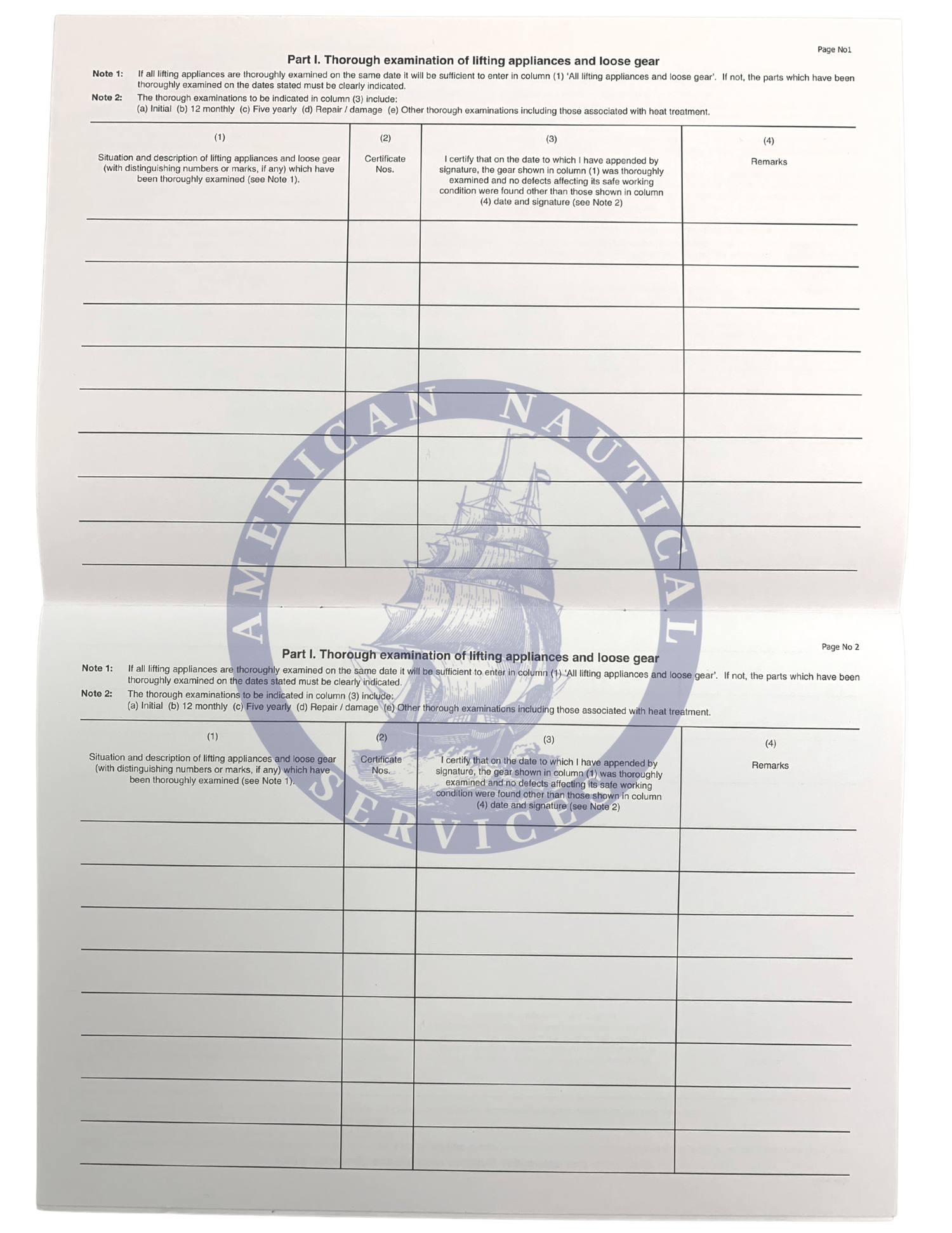 Lifting Appliances & Cargo Handling Register - Amnautical