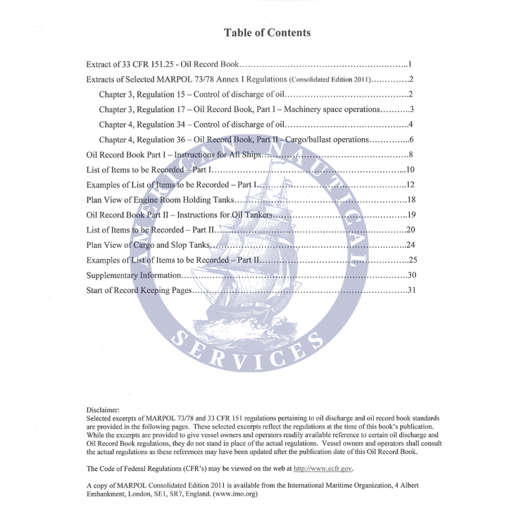 USCG Oil Record Book for Ships - Amnautical